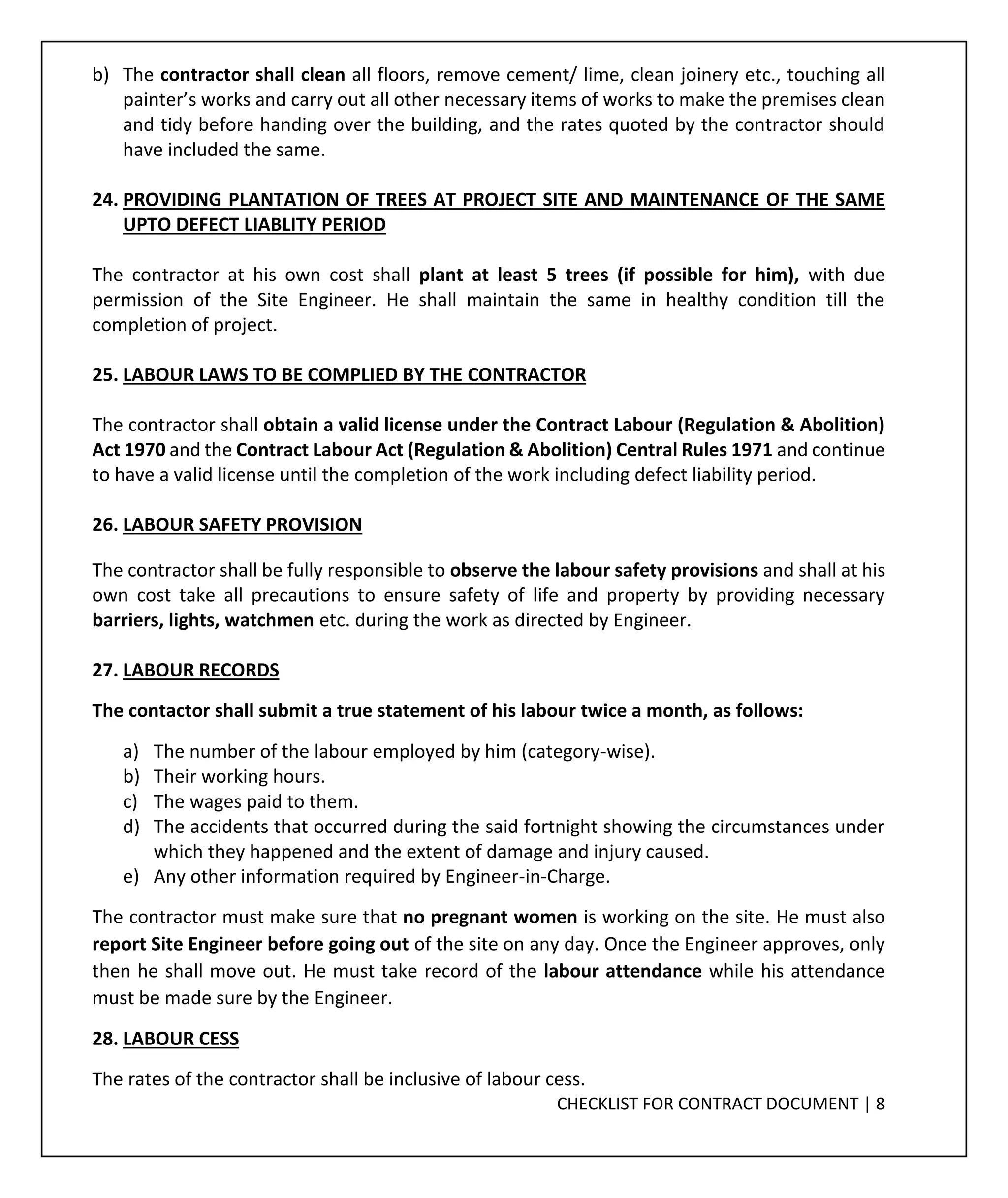 'DRISHTI' Chapter 16: Checklist for Contract Document (कॉन्ट्रैक्ट ...