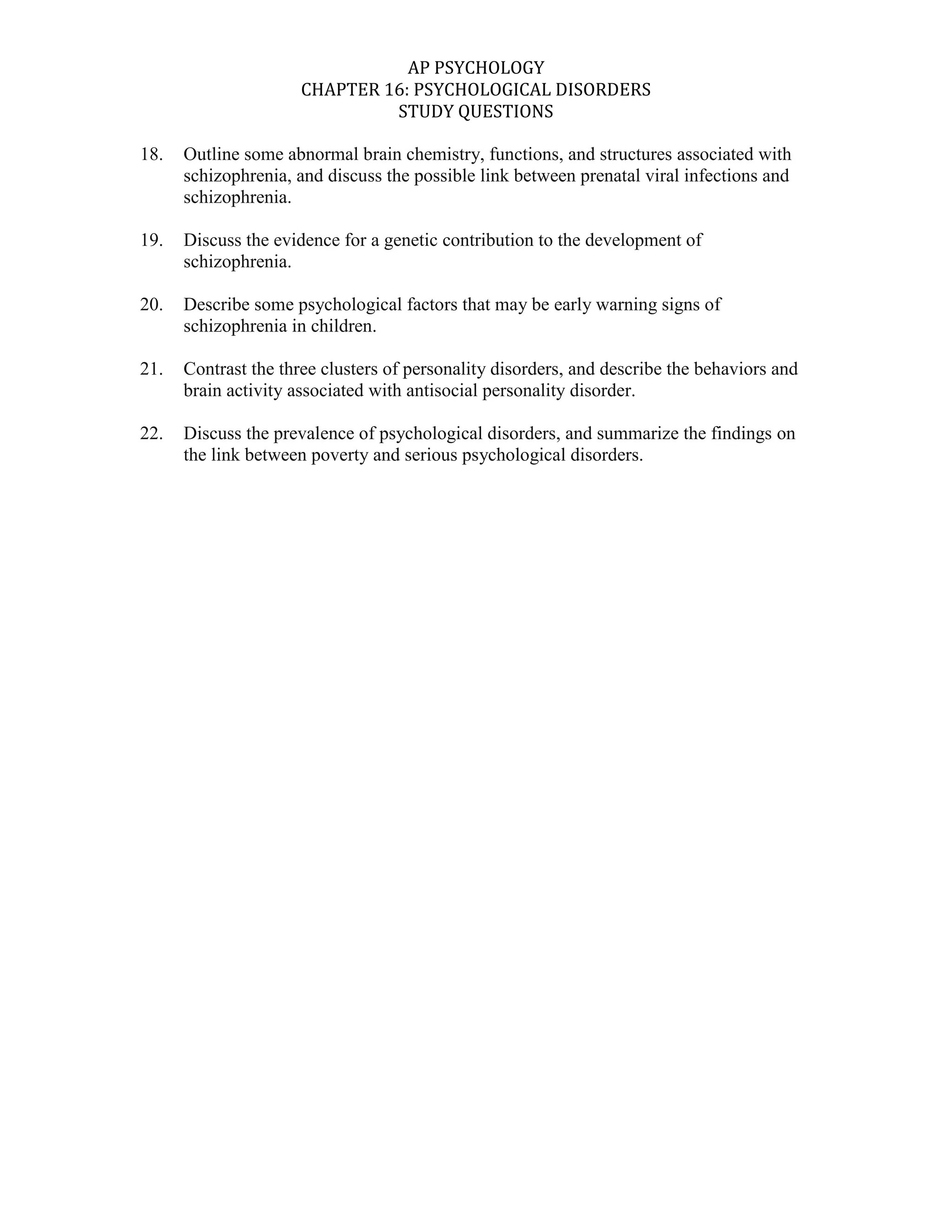 Chapter 16 study questions ap psych | DOCX