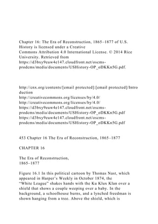 Chapter 16 The Era of Reconstruction, 1865–1877 of U.S. Histo.docx