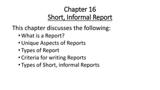 Short, Informal Reports | PPTX
