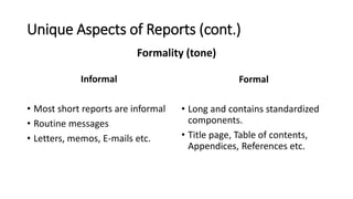 Short, Informal Reports | PPTX