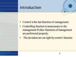 Role Of Control In Management