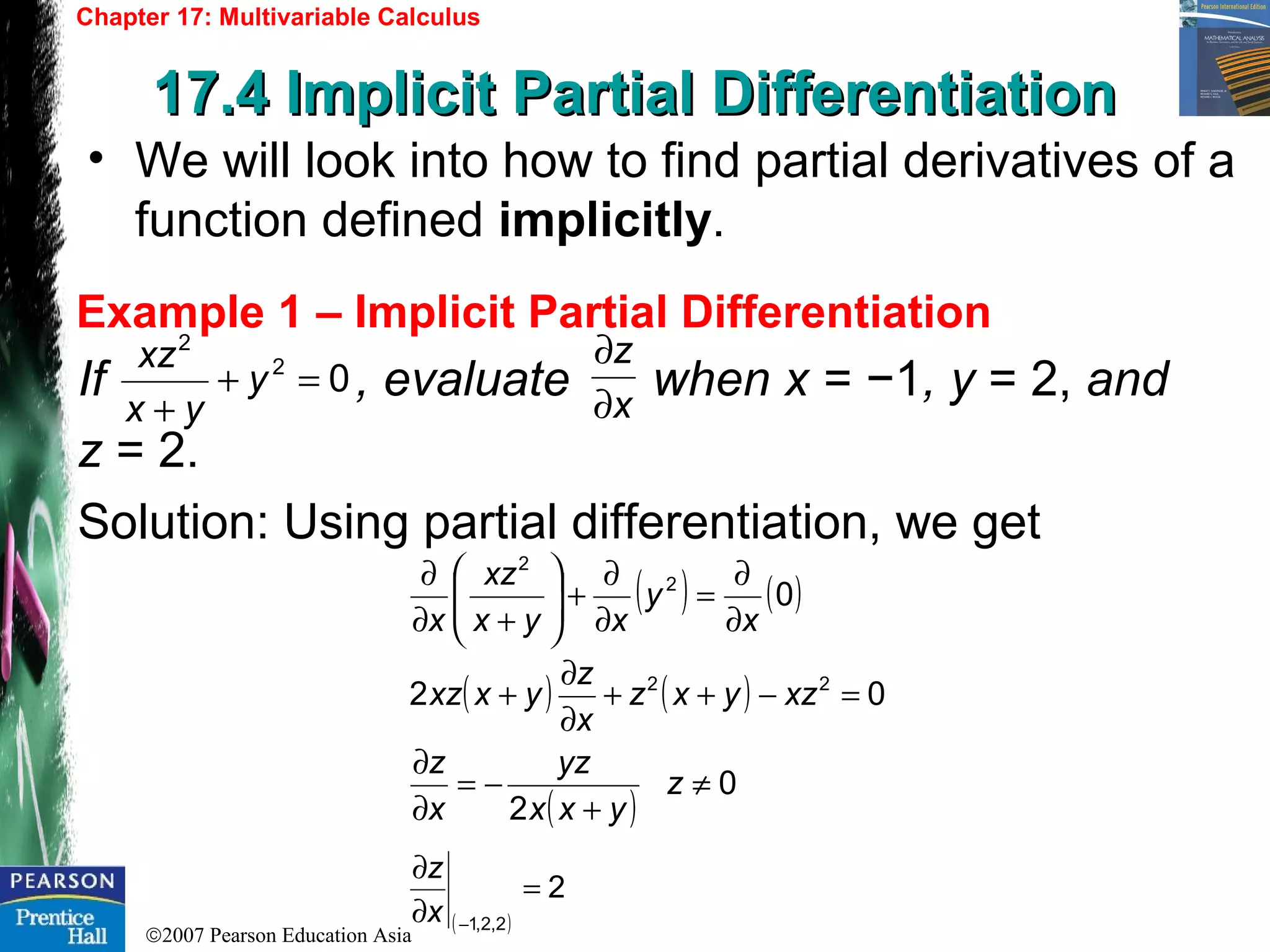 Chapter 17 - Multivariable Calculus | PPT