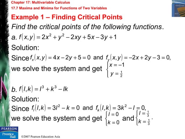 Chapter 17 - Multivariable Calculus | PPT