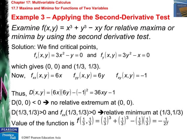 Chapter 17 - Multivariable Calculus | PPT