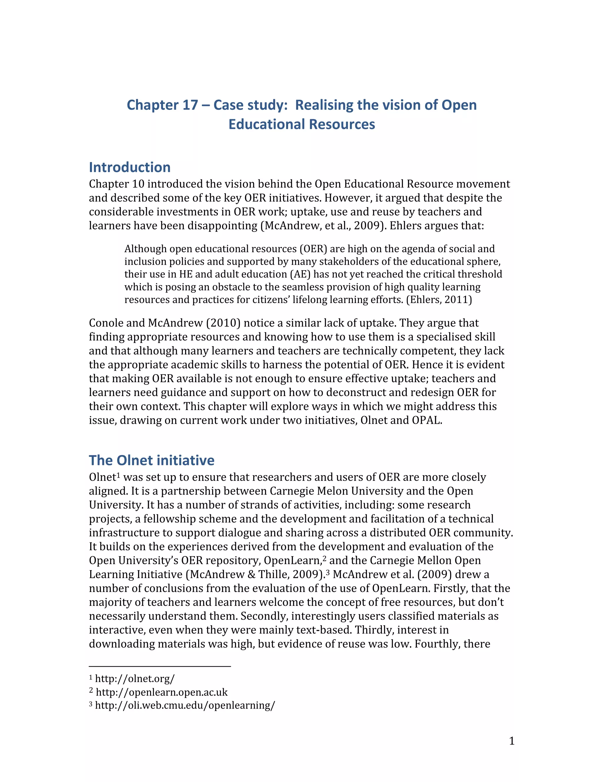 Chapter 17 – case study realising the vision of oer | PDF