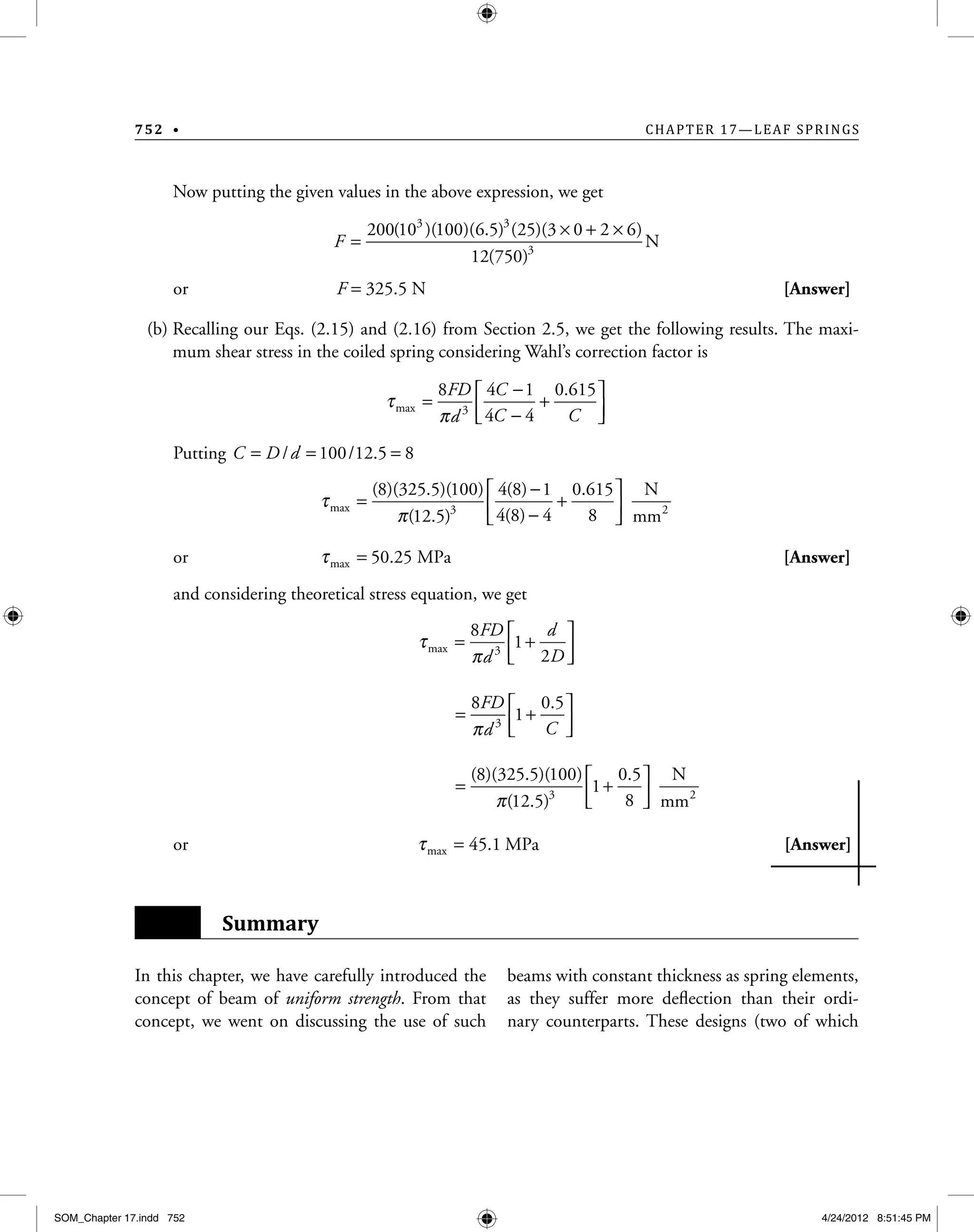 Chapter 17(leaf springs) | PDF
