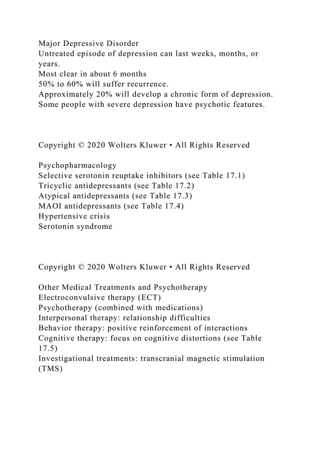 Chapter 17 Mood Disorders and SuicideCopyright © | PDF