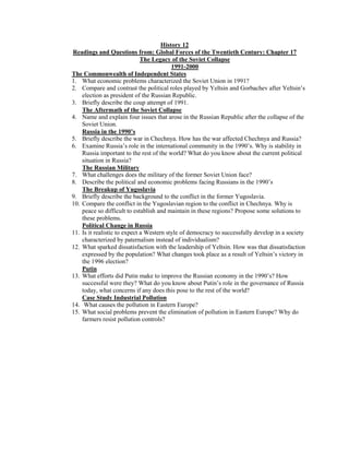 H12 Chapter 17 questions | DOCX | Politics