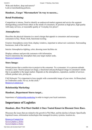 Chapter 17 retailing, class notes | PDF