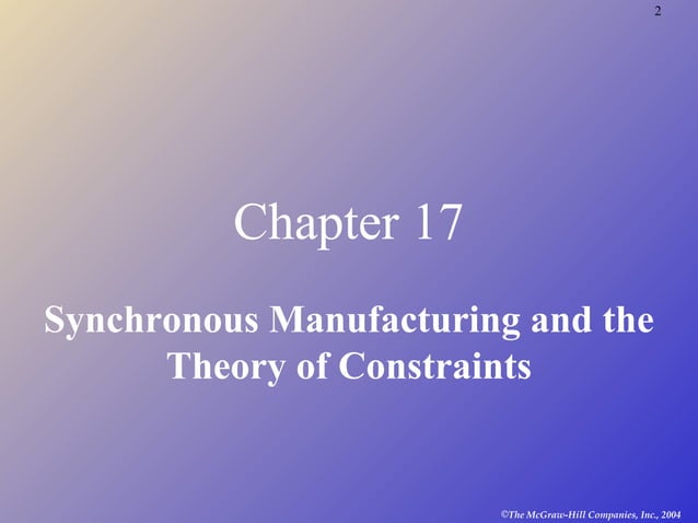 synchronous manufacturing and the theory of constraints | PPT