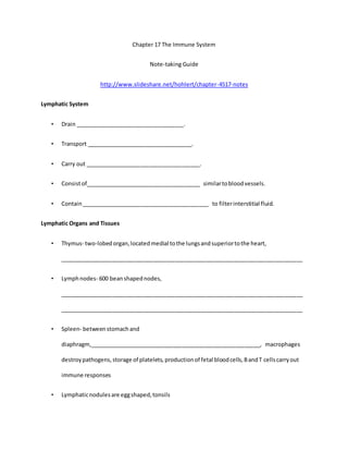 Chapter 17 the immune system note guide | DOCX