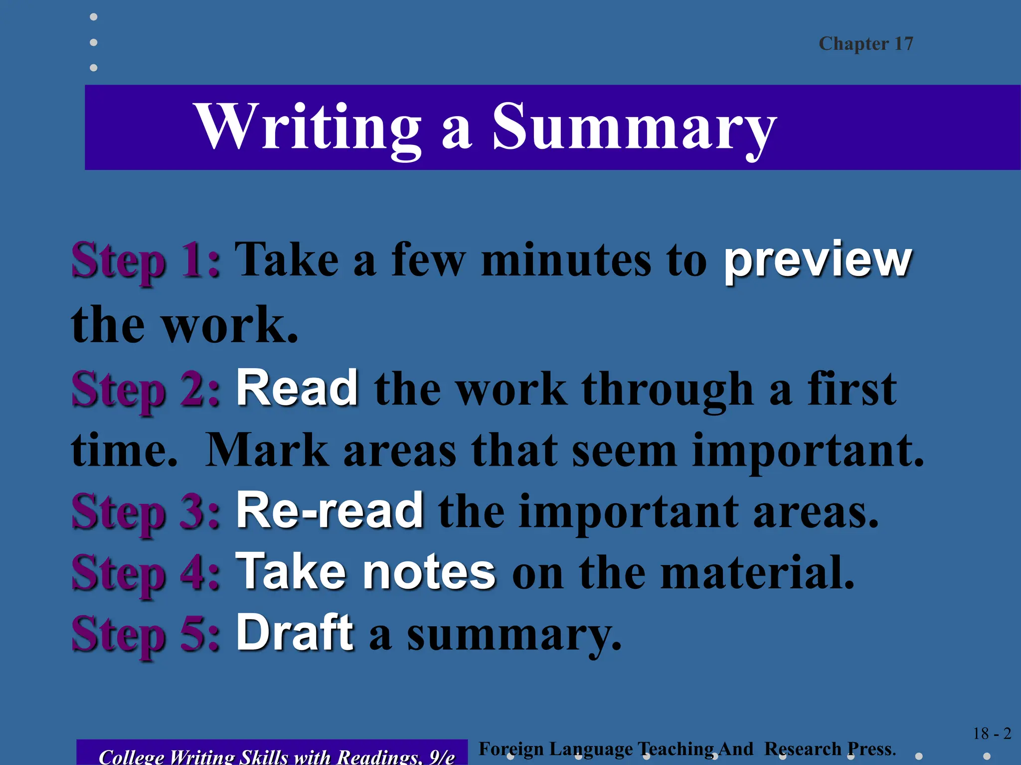 Chapter 17 Writing a Summary.ppt