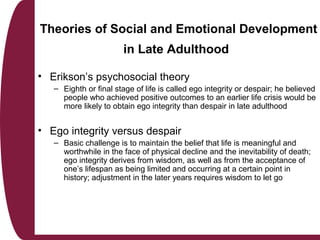 Late Adulthood Emotional Development
