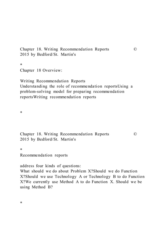 Chapter 18. Writing Recommendation Reports | DOCX | Science