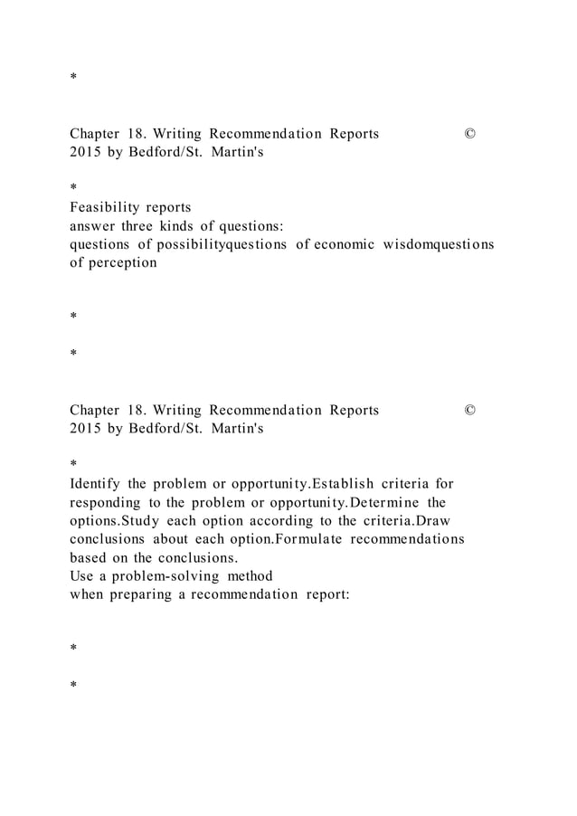 Chapter 18. Writing Recommendation Reports | DOCX | Science