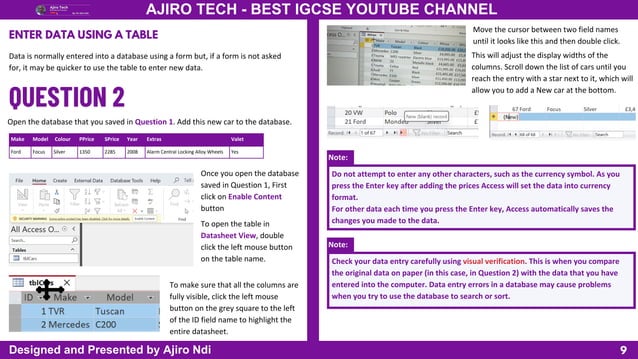 IGCSE ICT (0417/0983) - Databases - Ajiro Tech | PDF
