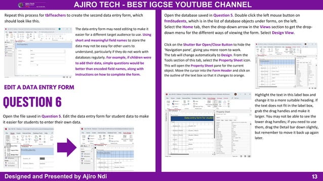 IGCSE ICT (0417/0983) - Databases - Ajiro Tech | PDF