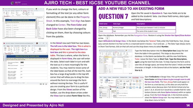 IGCSE ICT (0417/0983) - Databases - Ajiro Tech | PDF