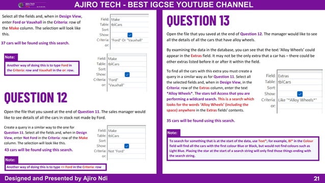 IGCSE ICT (0417/0983) - Databases - Ajiro Tech | PDF