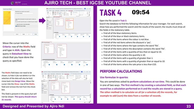 IGCSE ICT (0417/0983) - Databases - Ajiro Tech | PDF
