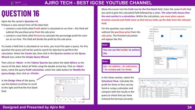 IGCSE ICT (0417/0983) - Databases - Ajiro Tech | PDF