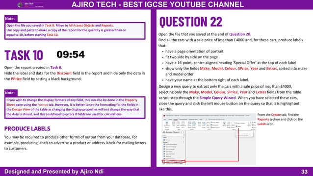IGCSE ICT (0417/0983) - Databases - Ajiro Tech | PDF