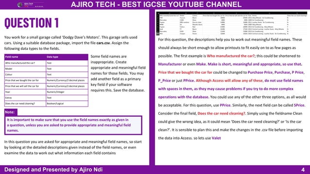 IGCSE ICT (0417/0983) - Databases - Ajiro Tech | PDF