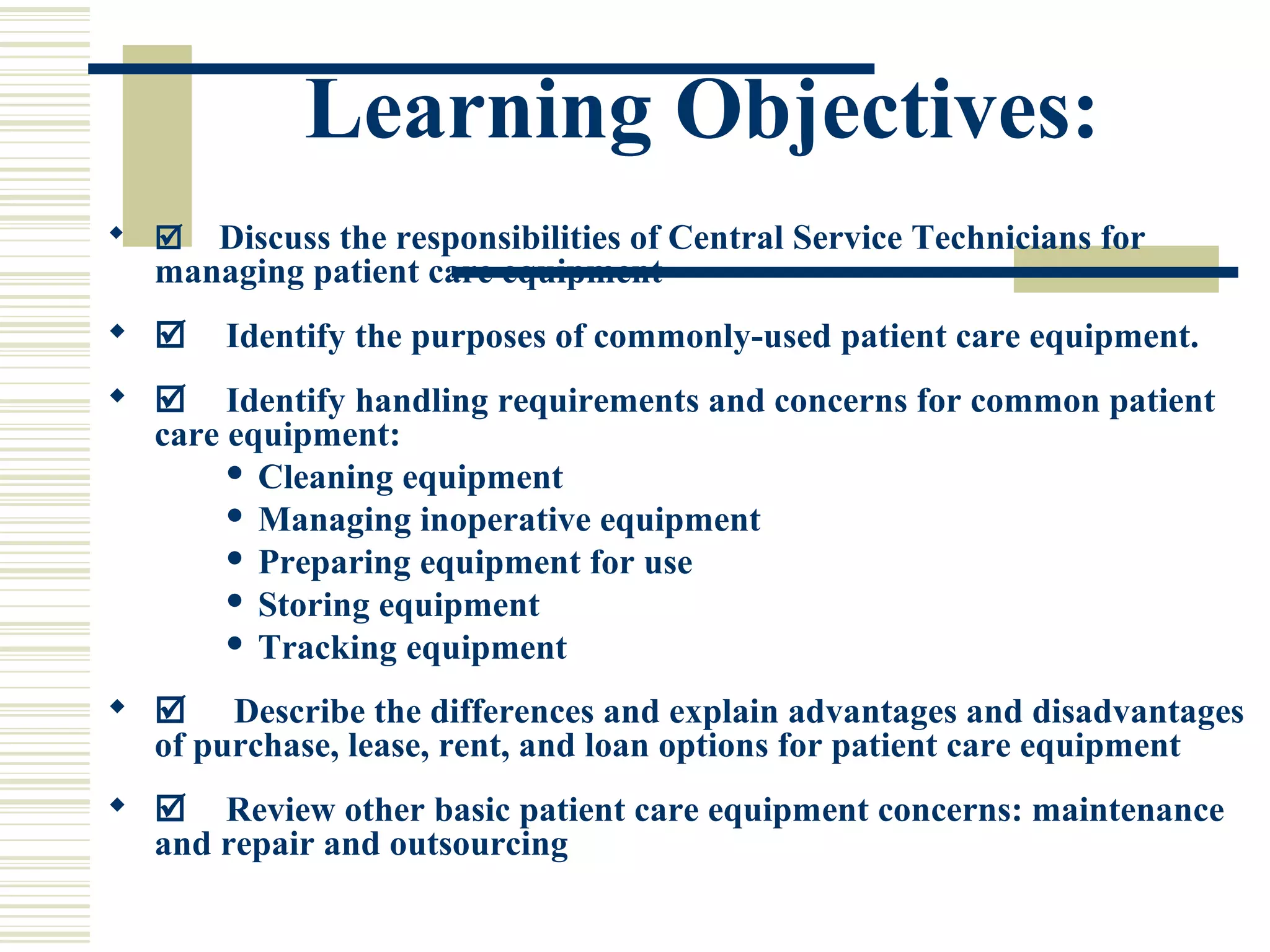 Chapter 18 patient care equipment management | PPT