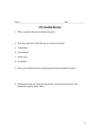 Chemistry - Chp 18 - Reaction Rates and Equilibrium - Notes | DOC