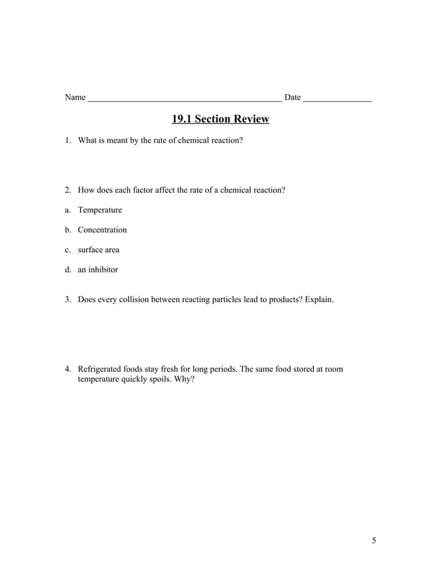 Chemistry - Chp 18 - Reaction Rates and Equilibrium - Notes | DOC