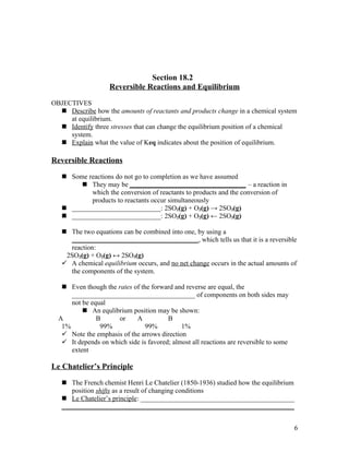 Chemistry - Chp 18 - Reaction Rates and Equilibrium - Notes | DOC
