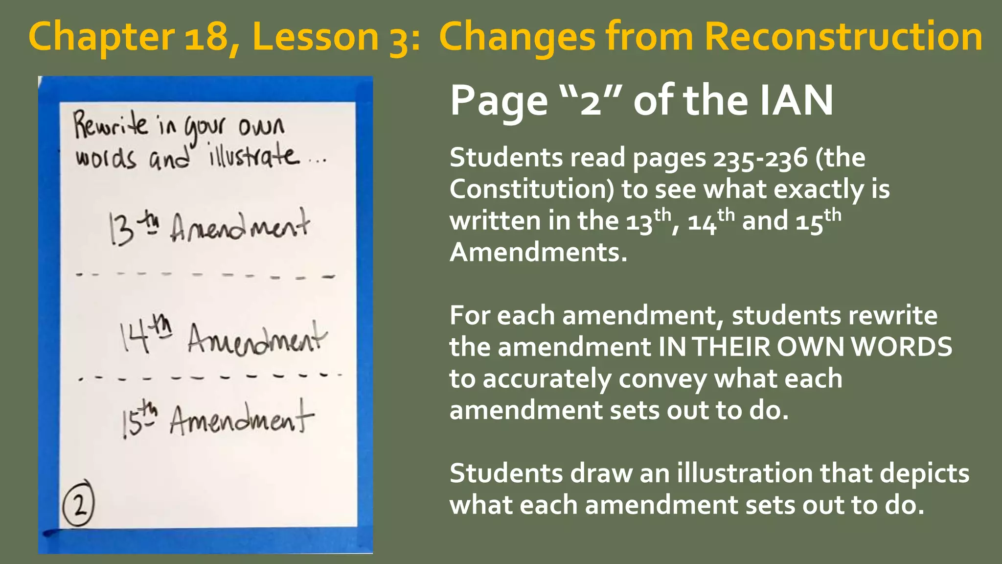 Chapter 18, lesson 3 and 4 reconstruction ends | PPT