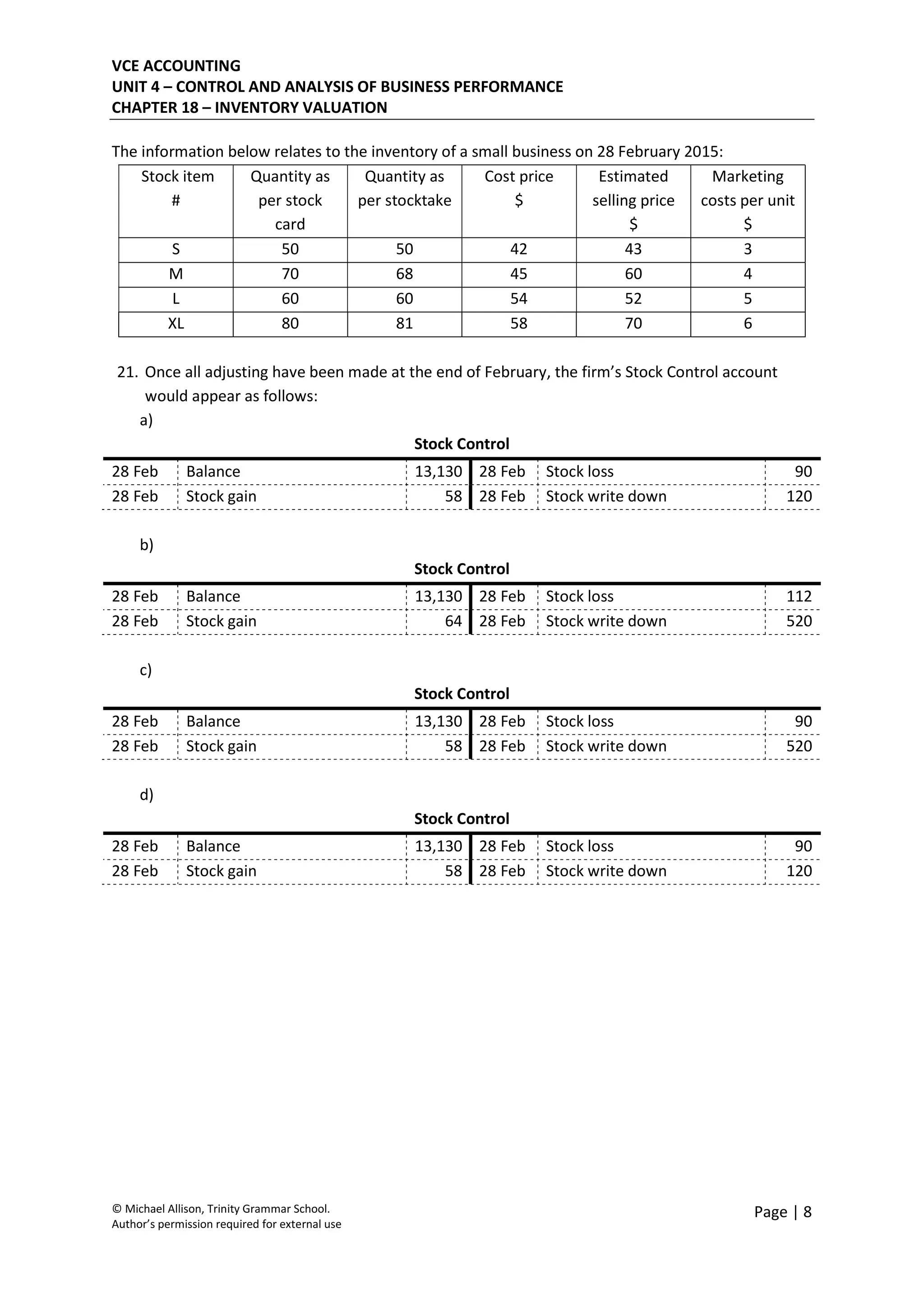 Chapter 18 Product Costs, Period Costs, NRV - Test | PDF