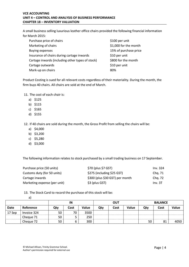 Chapter 18 Product Costs, Period Costs, NRV - Test | PDF