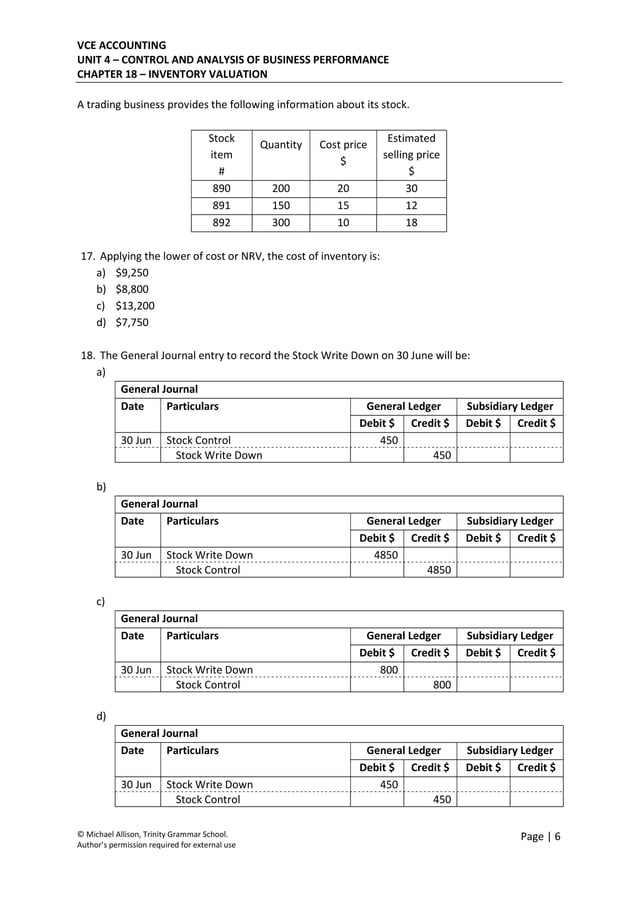 Chapter 18 Product Costs, Period Costs, NRV - Test | PDF