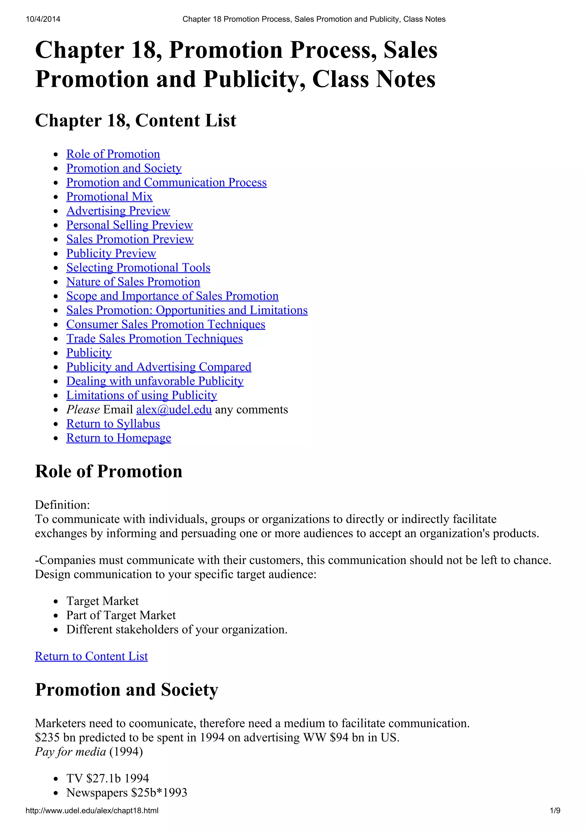 Chapter 18 promotion process, sales promotion and publicity, class ...