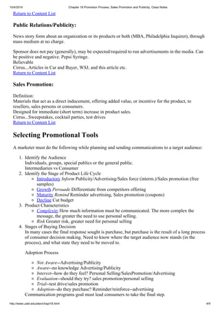 Chapter 18 promotion process, sales promotion and publicity, class ...