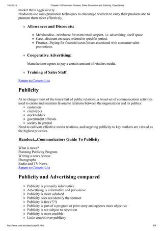 Chapter 18 promotion process, sales promotion and publicity, class ...