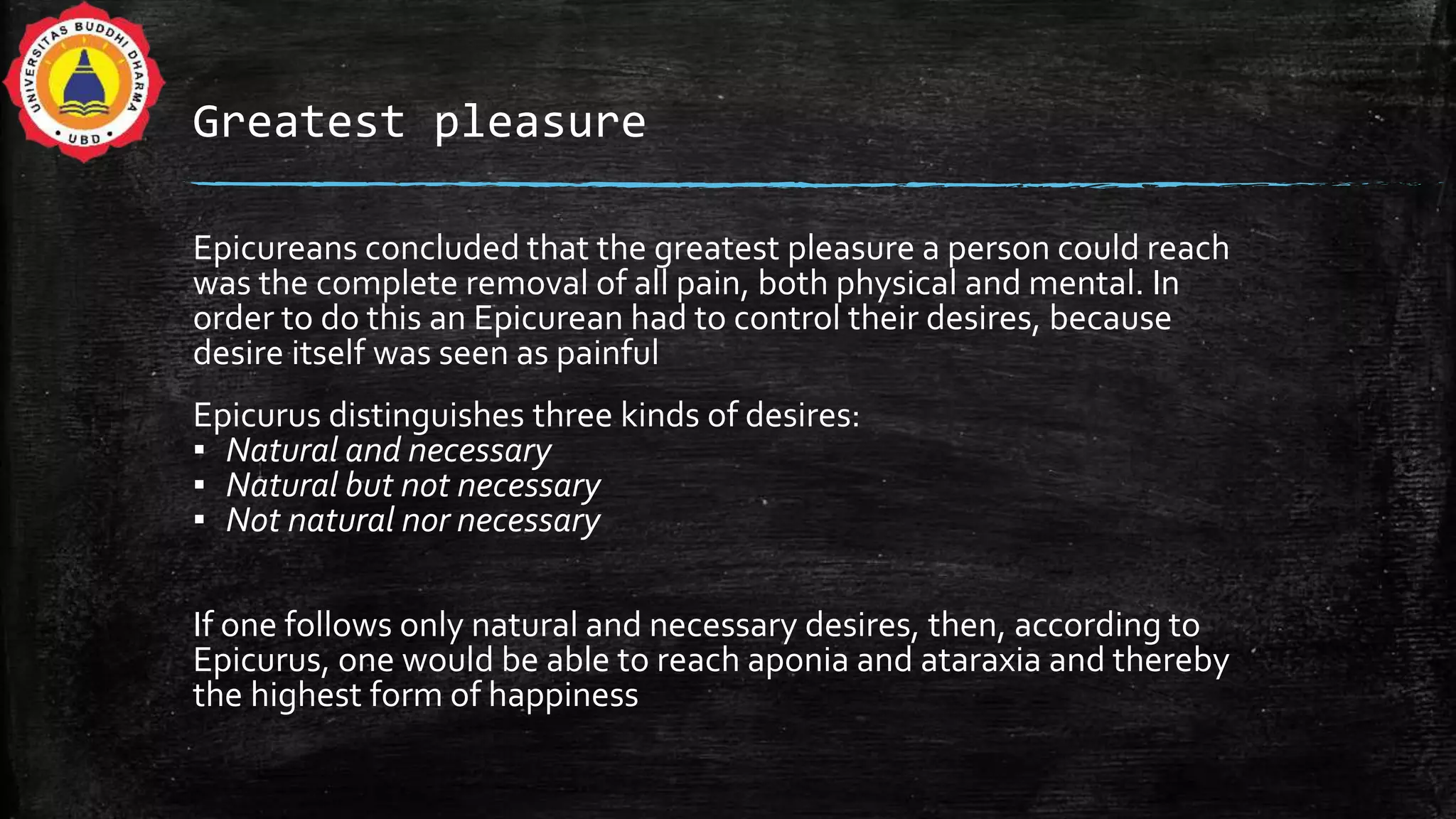 "Pleasure is the good" by Epicurus | PPTX
