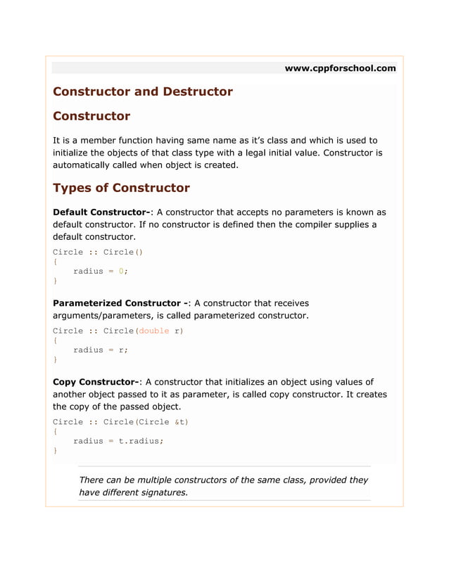 Chapter19 constructor-and-destructor | PDF