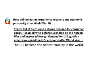 Chapter 19 section Post War America | PPT