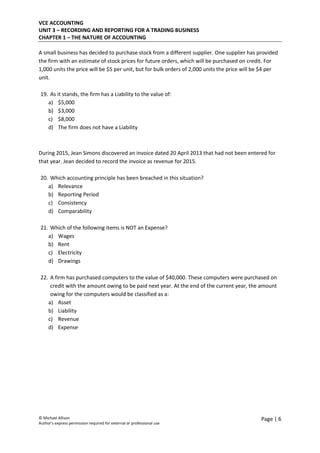 Chapter 1 Accounting Theory - Test | PDF | Business Accounting ...