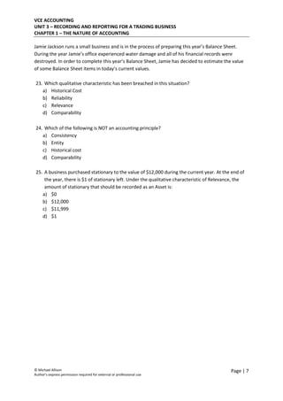 Chapter 1 Accounting Theory - Test | PDF | Business Accounting ...