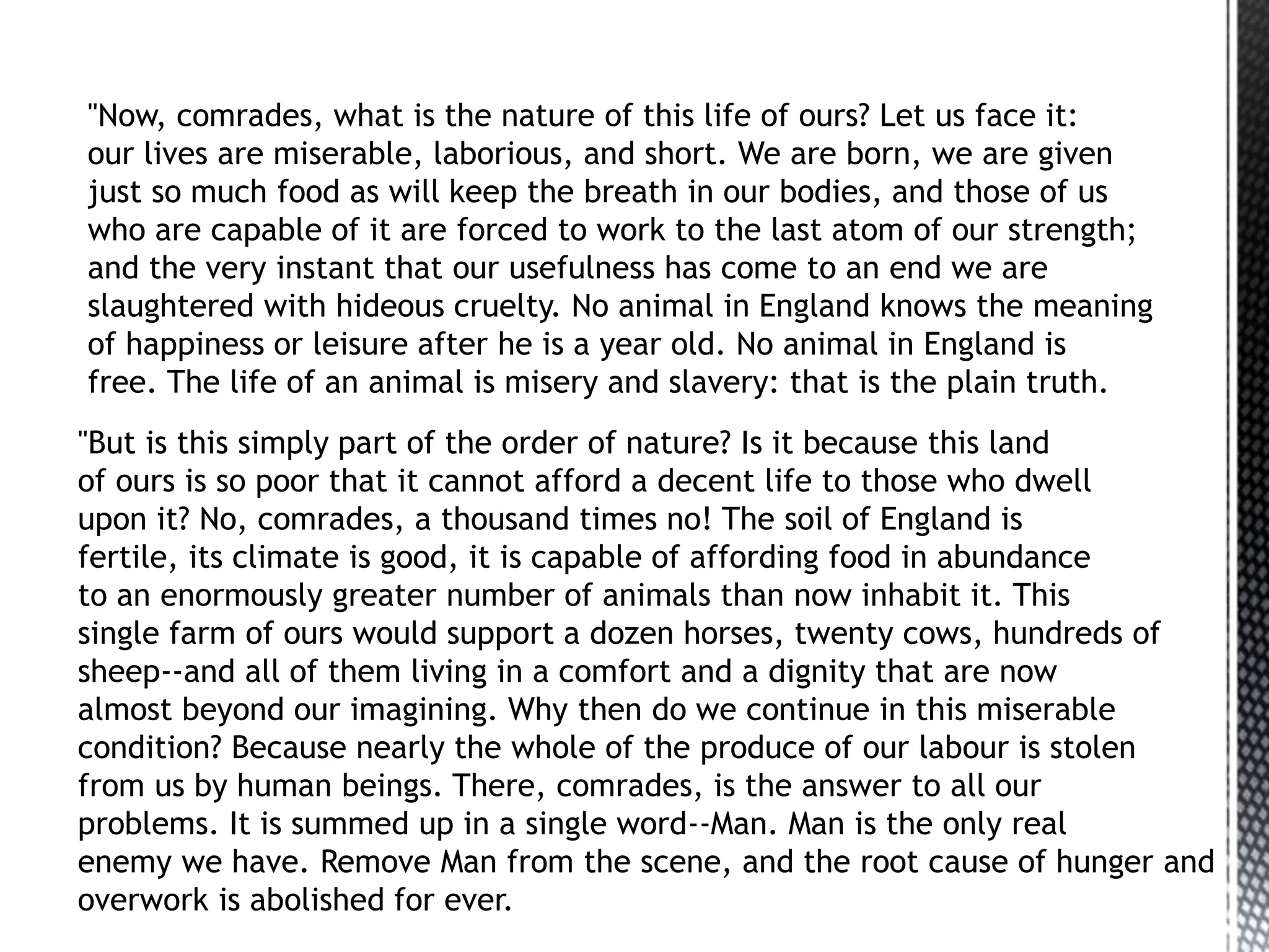 Chapter 1 - language techniques in Animal Farm - George Orwell | PPTX