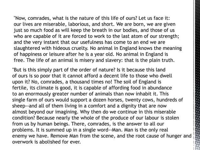 Chapter 1 - language techniques in Animal Farm - George Orwell | PPTX