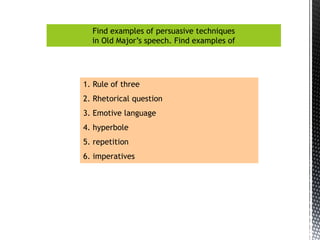 Chapter 1 - language techniques in Animal Farm - George Orwell | PPTX