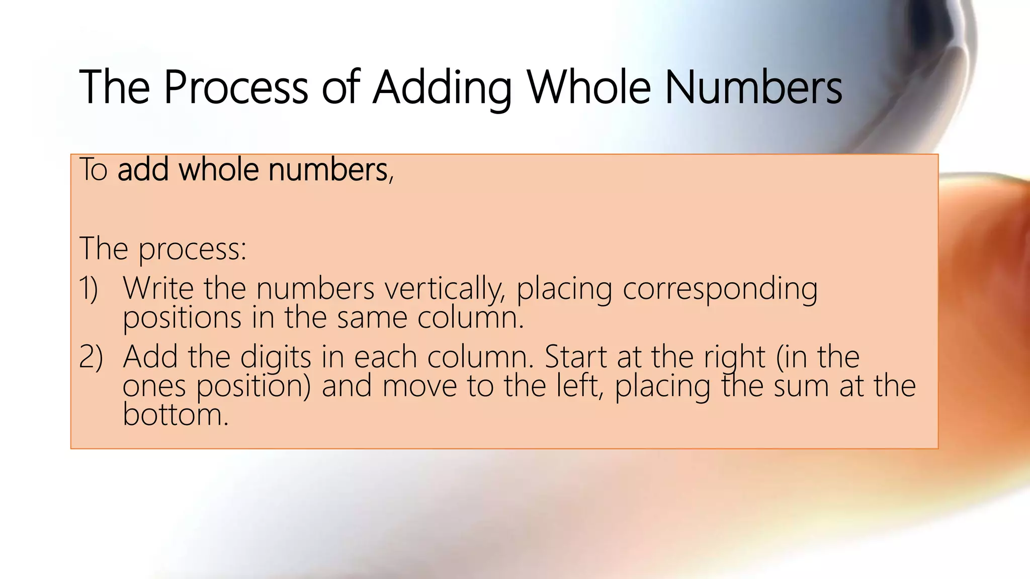 Chapter 1 addition and subtraction of whole numbers | PPTX | Physics ...