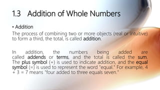 Chapter 1 addition and subtraction of whole numbers | PPTX