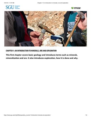 AN INTRODUCTION TO MINERALS, ORE AND EXPLORATION | PDF | Geology | Science